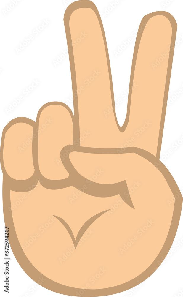 Vector illustration of hand emoticon, concept peace and victory Stock ...