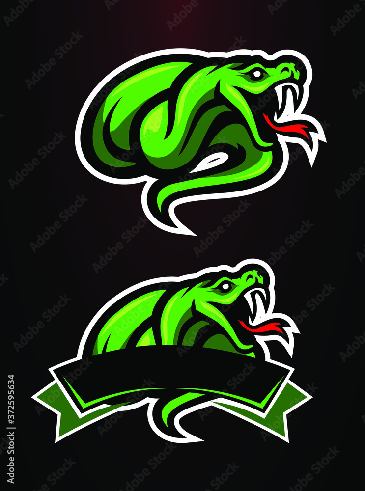 Snake mascot Logo for Sport and Esport isolated on dark background ...