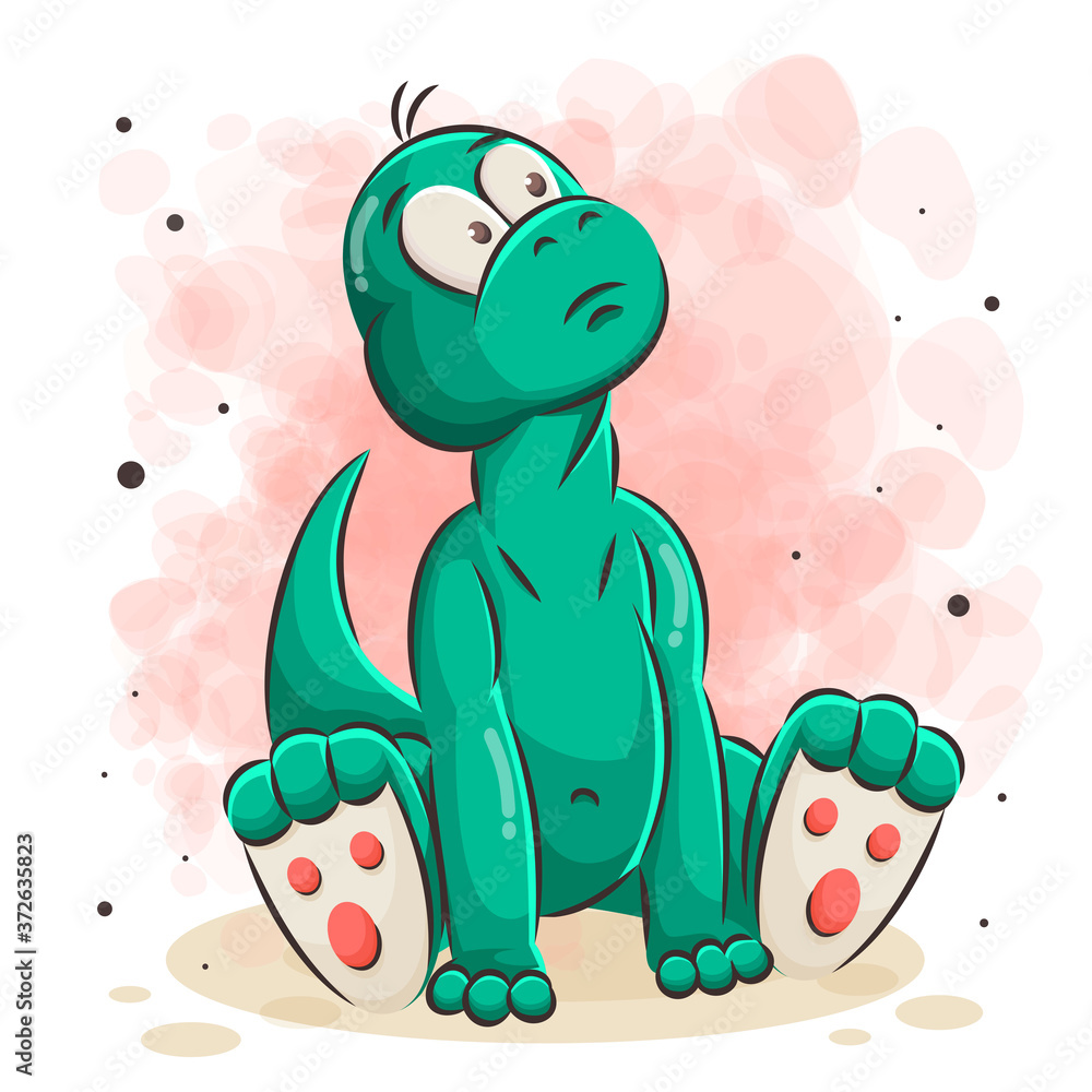 cute dino cartoon vector illustration Stock Vector | Adobe Stock