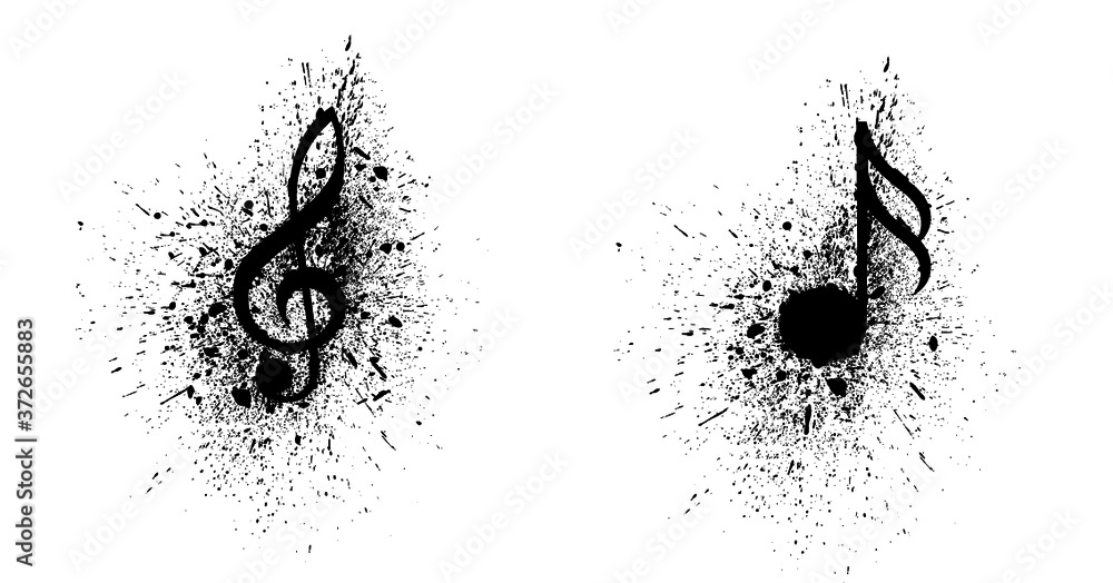 Musical notes stave line pattern symbols icon for staff and music note ...