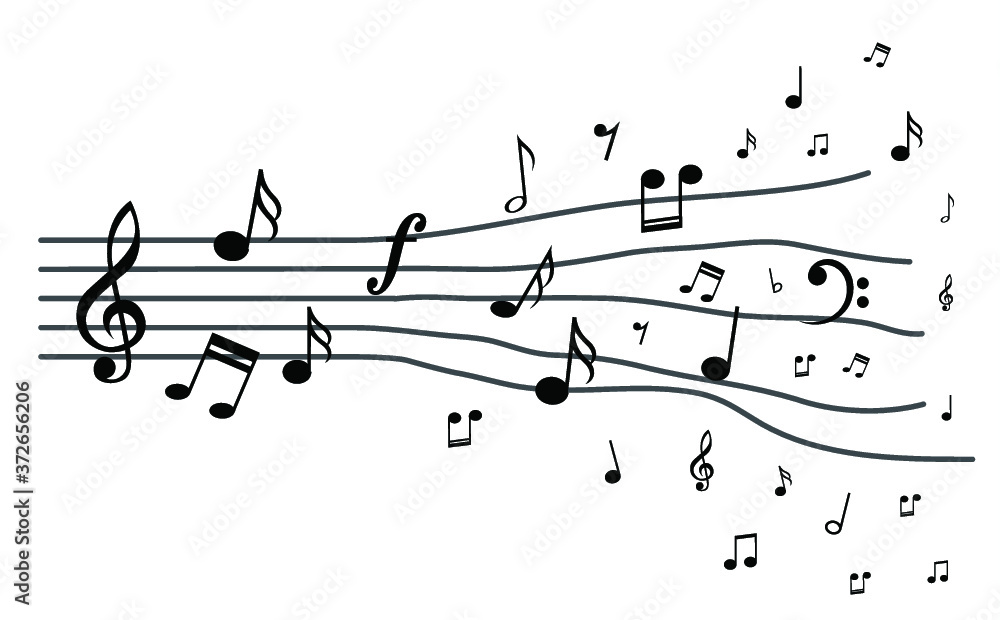 Musical notes stave line pattern symbols icon for staff and music note ...