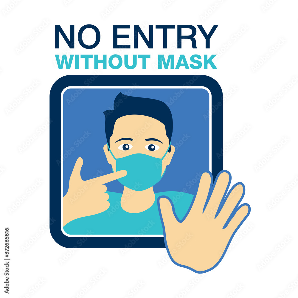 No entry without face mask - door sticker for store, office, transport ...