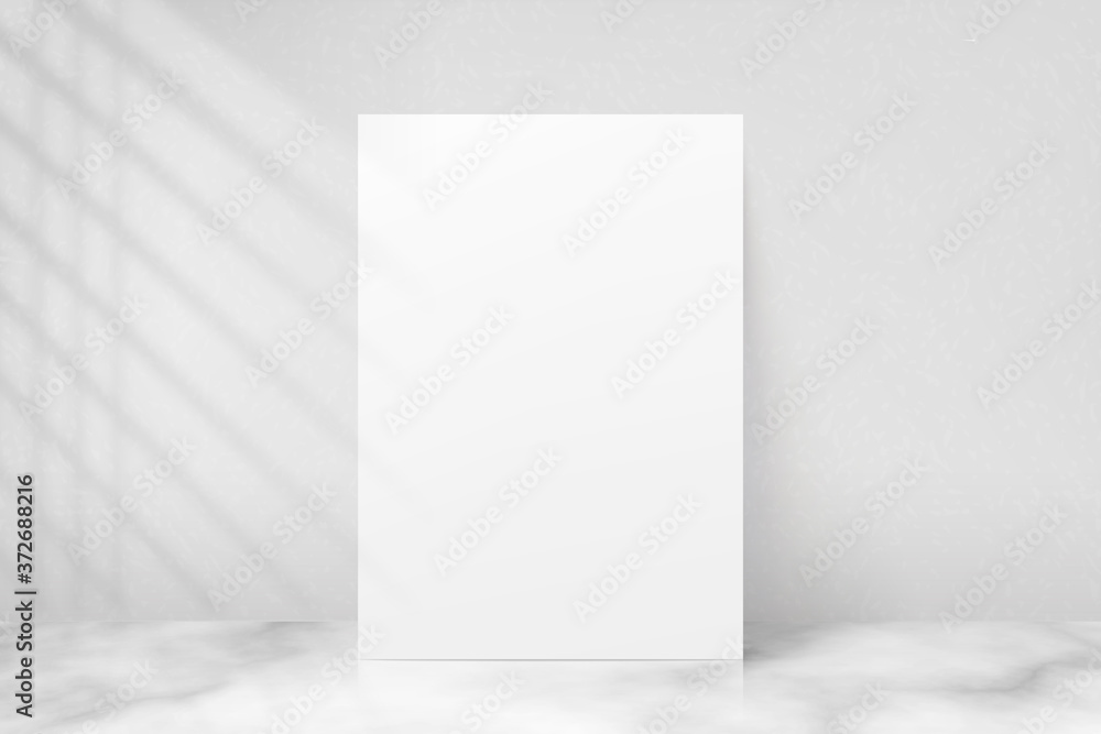 Mockup poster with shadow blinds from window. Mock up sheet paper ...