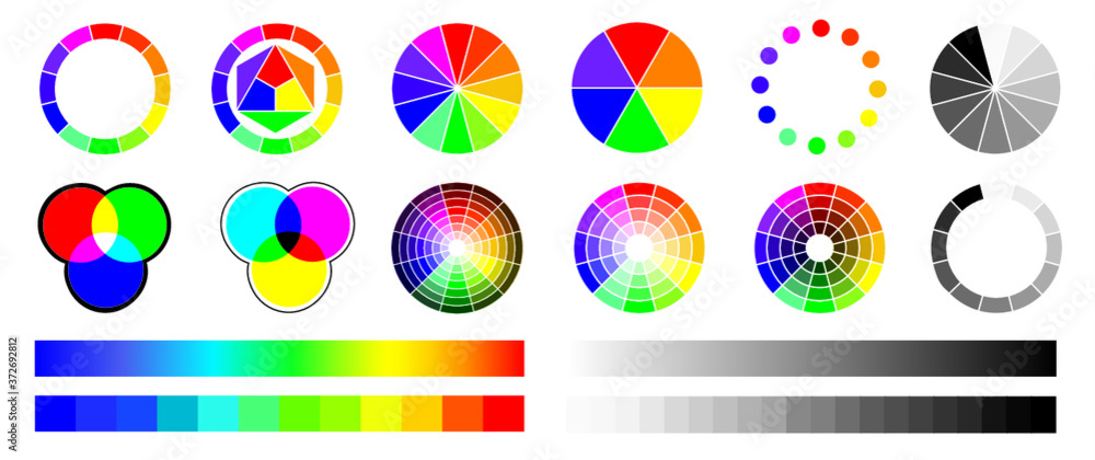 Стоковое векторное изображение «Color wheel types Spectrum schemes: red ...