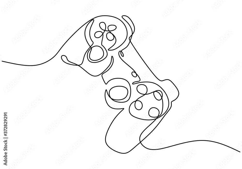 One continuous line drawing of joystick. A game stick to play the game ...