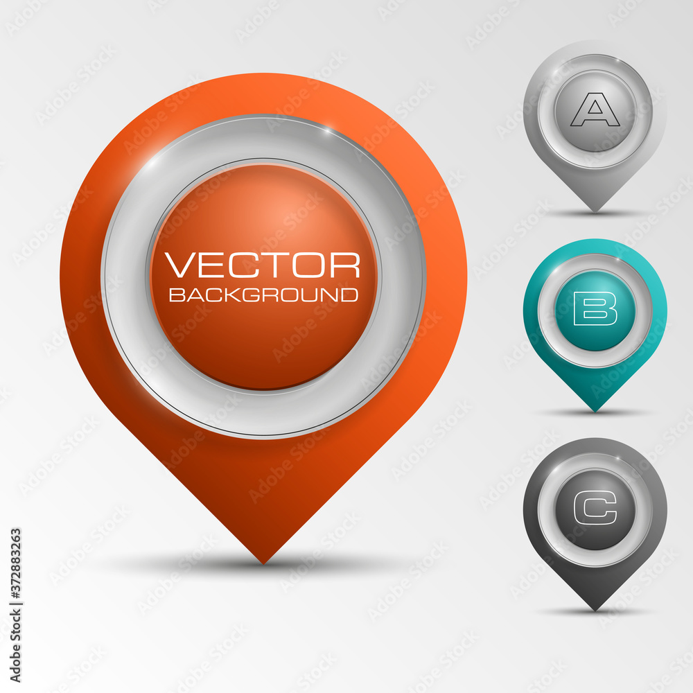 Index location on the map. Pointer position. Marker standing. Indicator destination. Origami ...