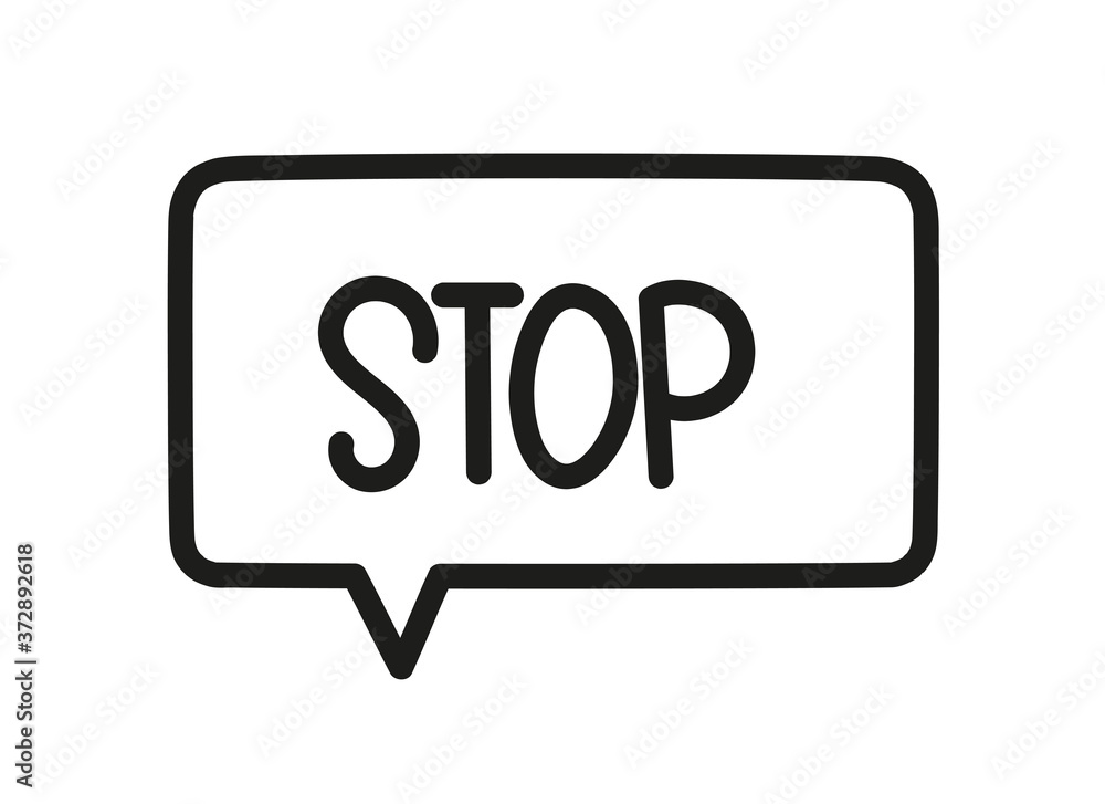 Stop inscription. Handwritten lettering illustration. Black vector text ...