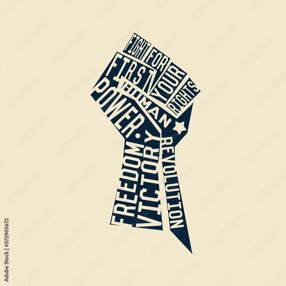 Demonstration. Fight for you right. Emancipation Day, Human hand ...