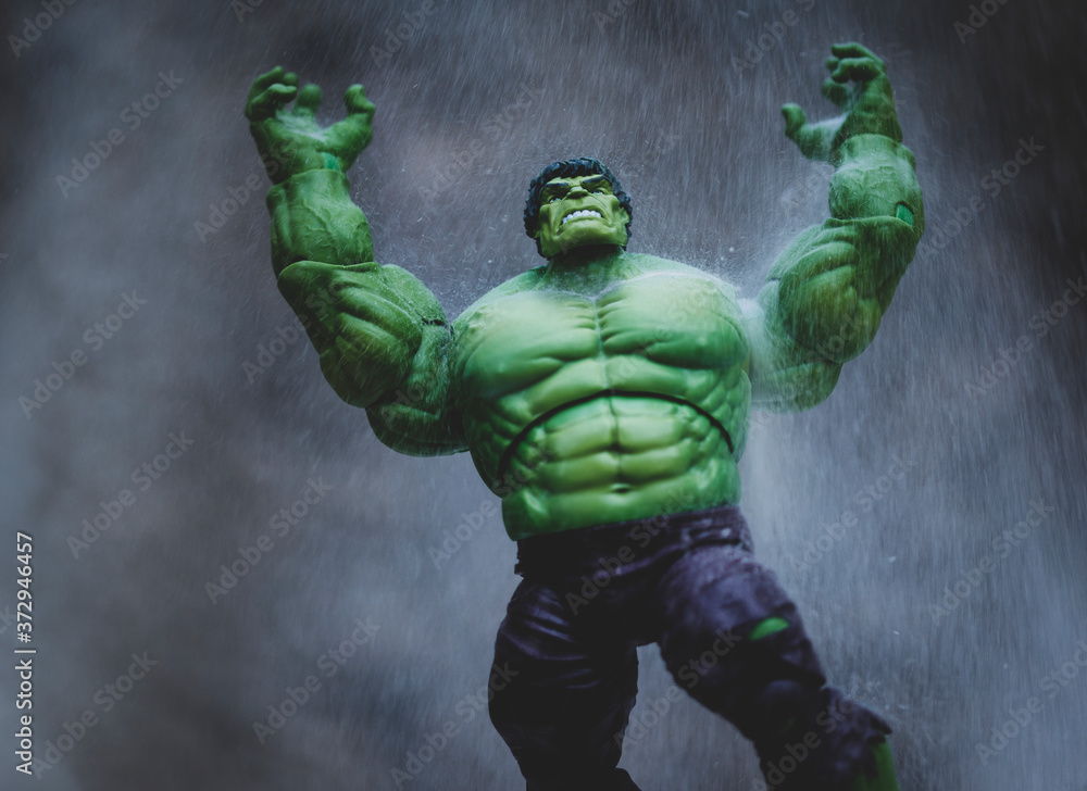 NEW YORK USA, AUGUST 21 2020: The Hulk in rage from the Marvel Comics ...