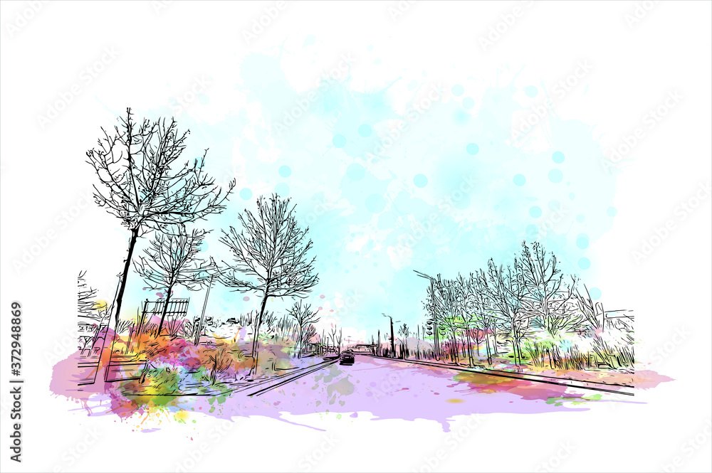 Building view with landmark of Anyang is a prefecture-level city in ...