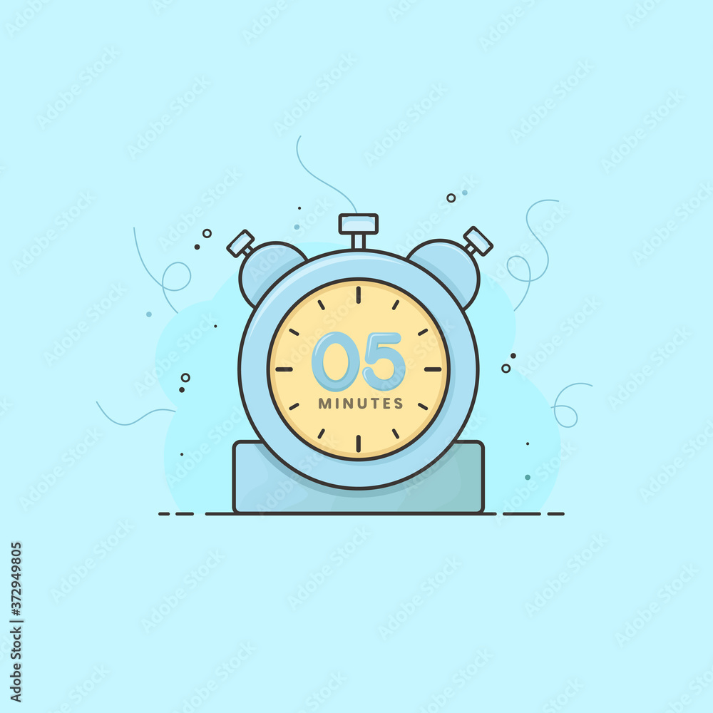5 minutes alarm clock, timer, stopwatch vector time symbol. 5 minutes ...