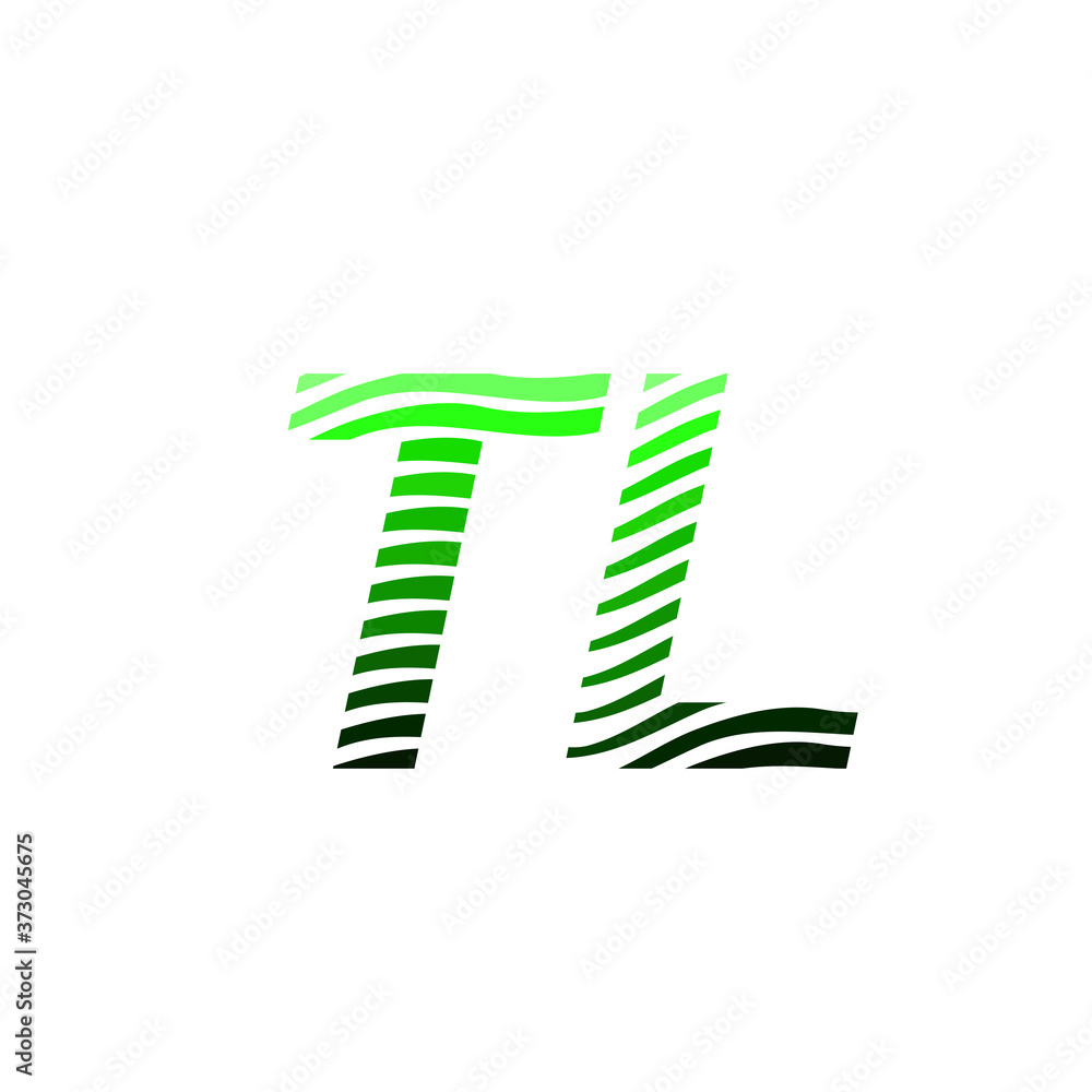 Letter TL logotype with colorful circle, with striped composition ...