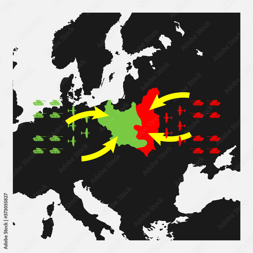 Invasion of Poland in 1939 vector icon isolated on white background ...