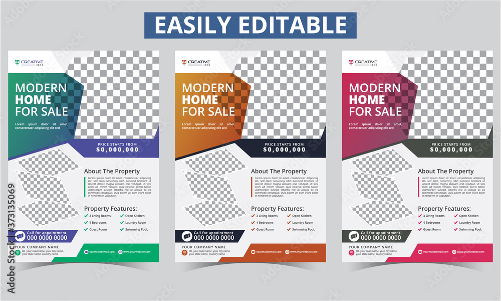 Real estate property flyer vector set for sales promotion. Geometric ...