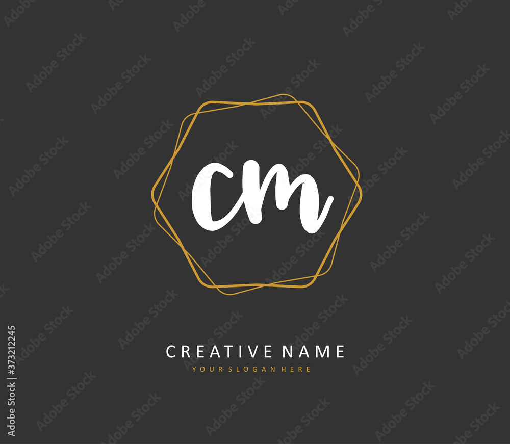 C M CM Initial letter handwriting and signature logo. A concept ...