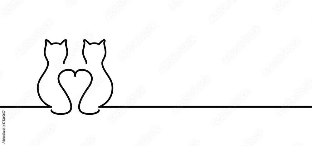 Drawing cat line pattern. Funny vector cats sign. Comic cartoon sketch ...