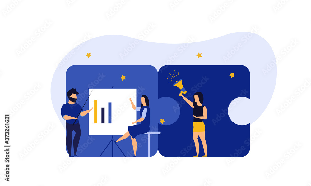 Puzzle team work vector illustration concept partner. Partnership ...