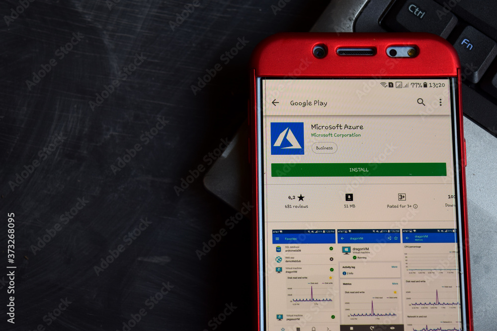 Microsoft Azure dev app on Smartphone screen. Microsoft Azure is a ...
