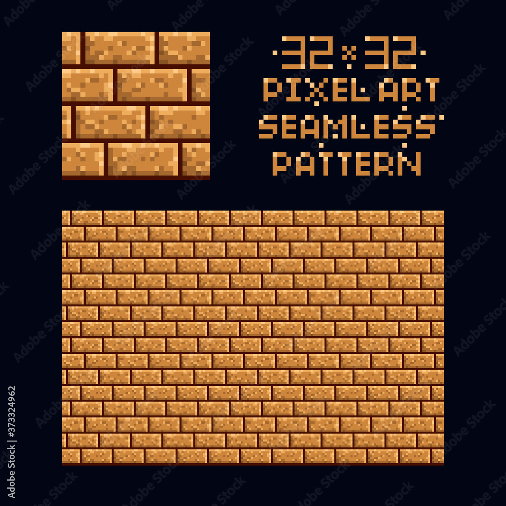 Fototapete Pixel Art Vector Illustration 32x32 Seamless Sprite Pattern ...