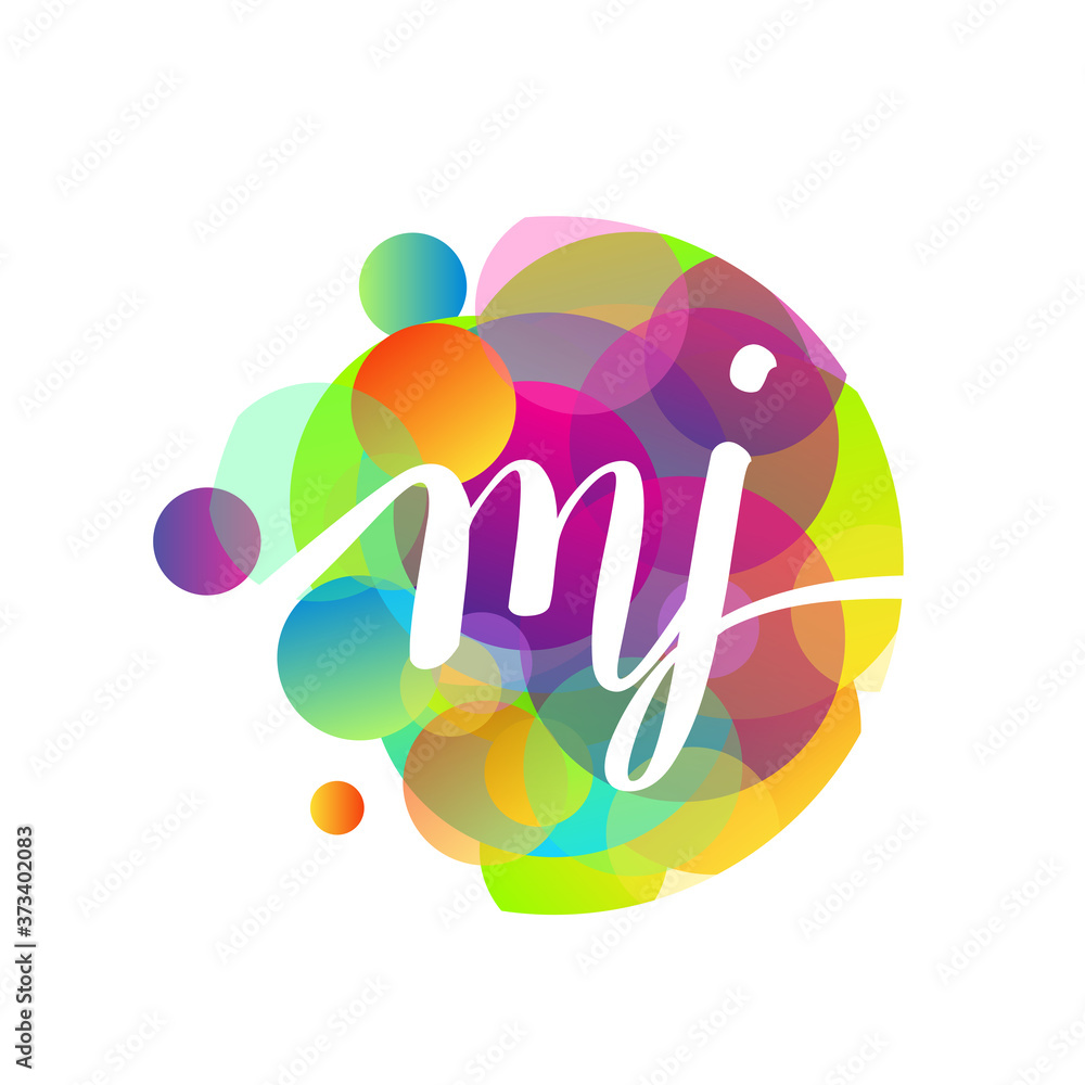 Letter MJ logo with colorful splash background, letter combination logo ...