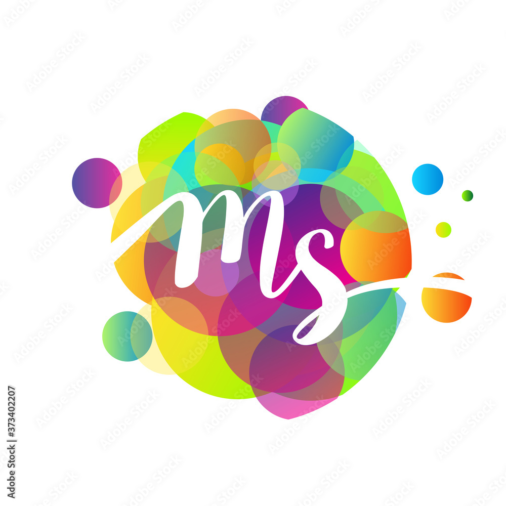 Letter MS logo with colorful splash background, letter combination logo ...