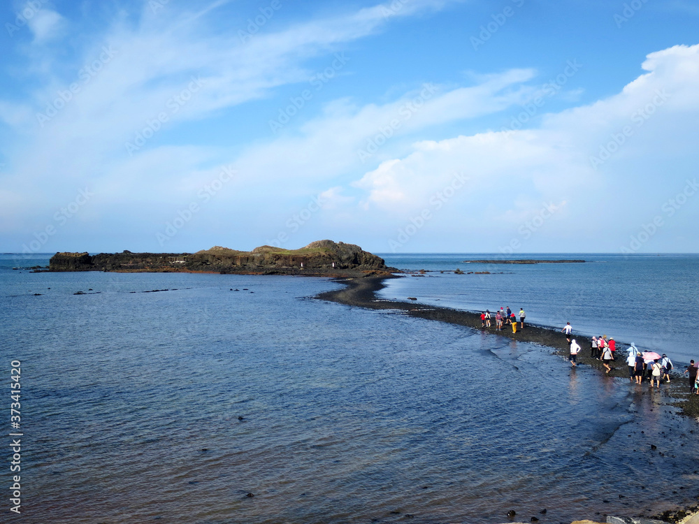 Visitors walk a underwater pathway known as the “Moses Parts the Sea ...