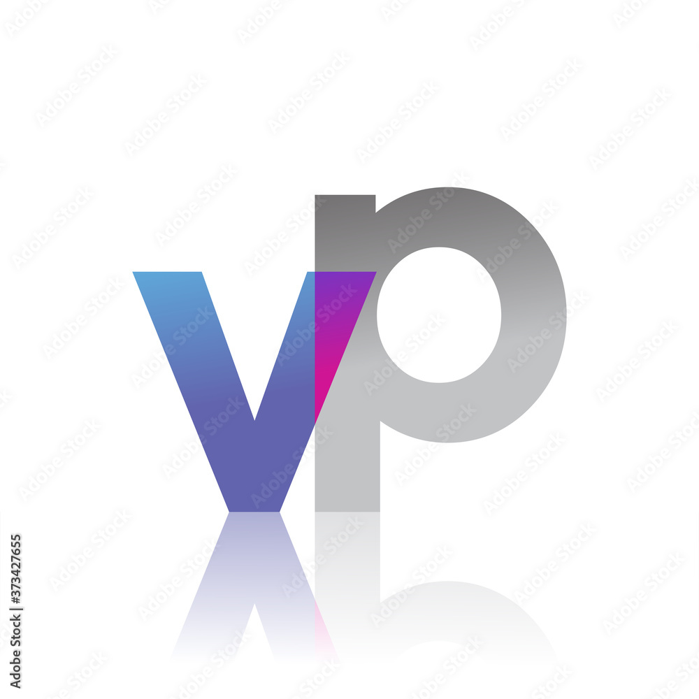 Initial Letter VP Lowercase overlap Logo Blue, pink and grey, Modern ...