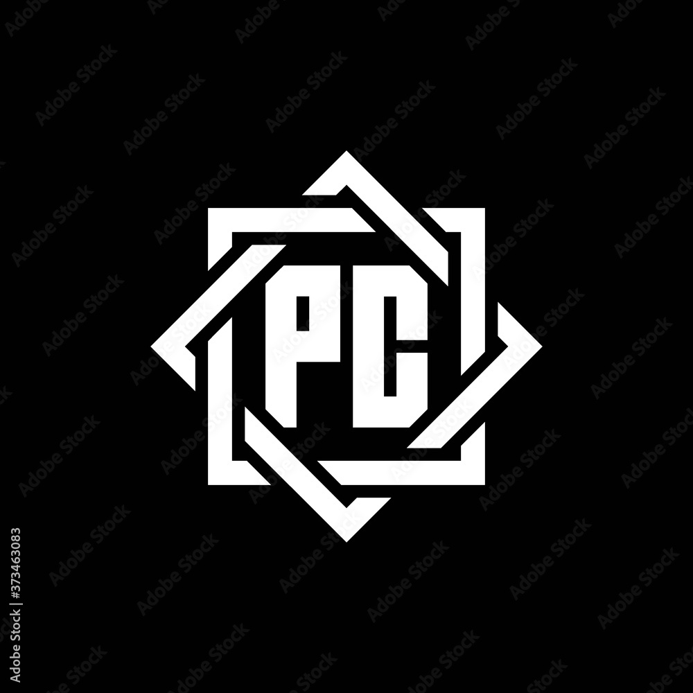 PC monogram logo with abstract square around Stock Vector | Adobe Stock