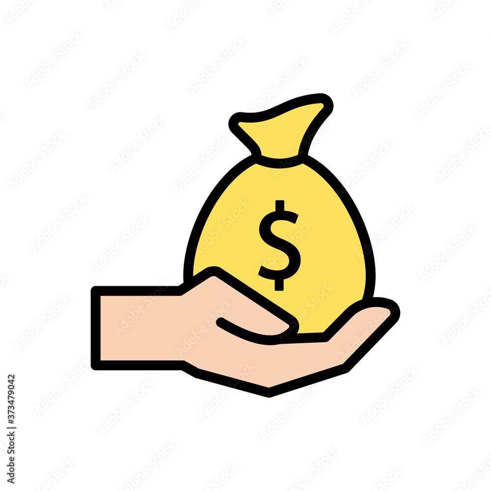 Hand, sack, money icon. Simple color with outline vector elements of ...