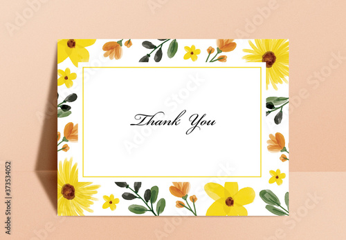 Sunflower Summer Thank You Card Design Layout Stock Template | Adobe Stock