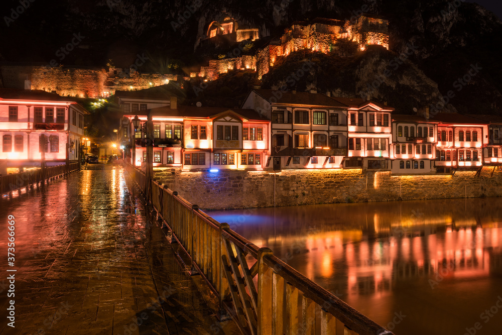 Amasya at night - Amasya is a main tourist magnet city famous with old ...