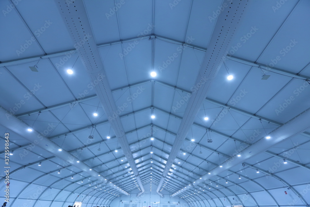 Big warehouse steel plate roof ceiling structure, with iron beams ...