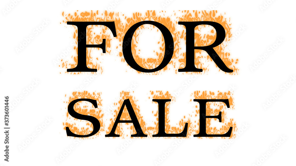 For Sale fire text effect white isolated background. animated text ...