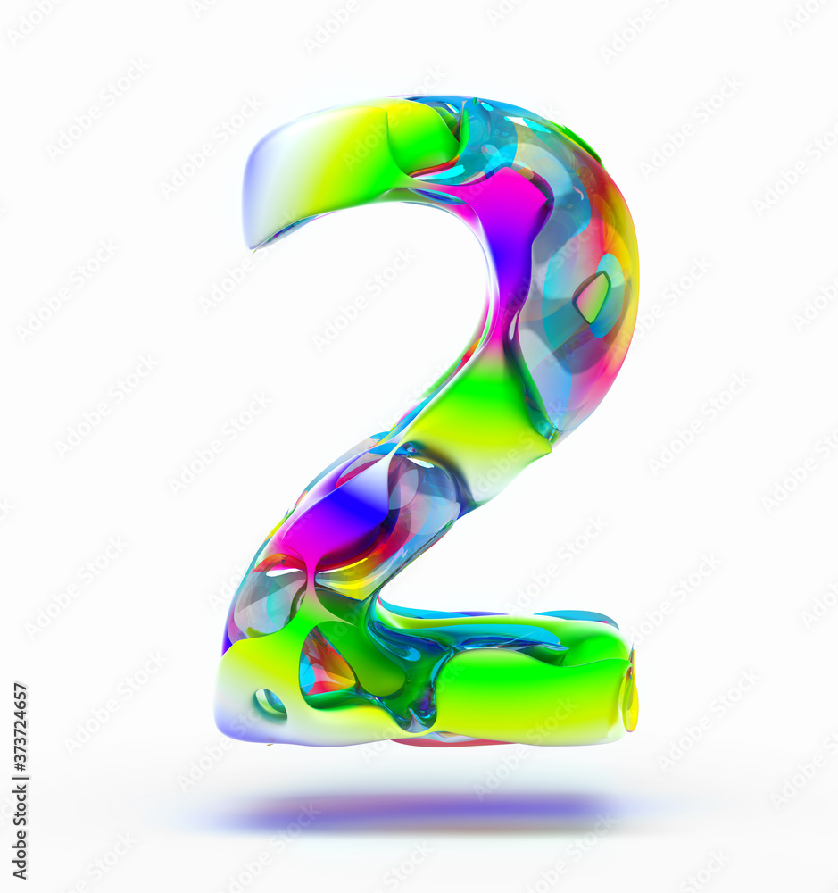 3d render of abstract art of surreal 3d liquid number two 2 in organic ...