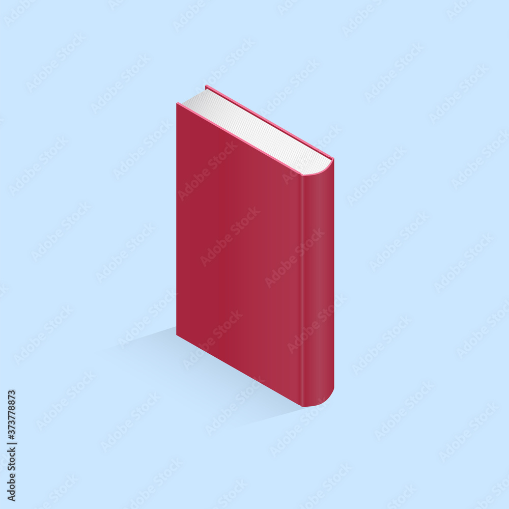 Vector illustration of a paper book. Round spine case bound, the spine ...