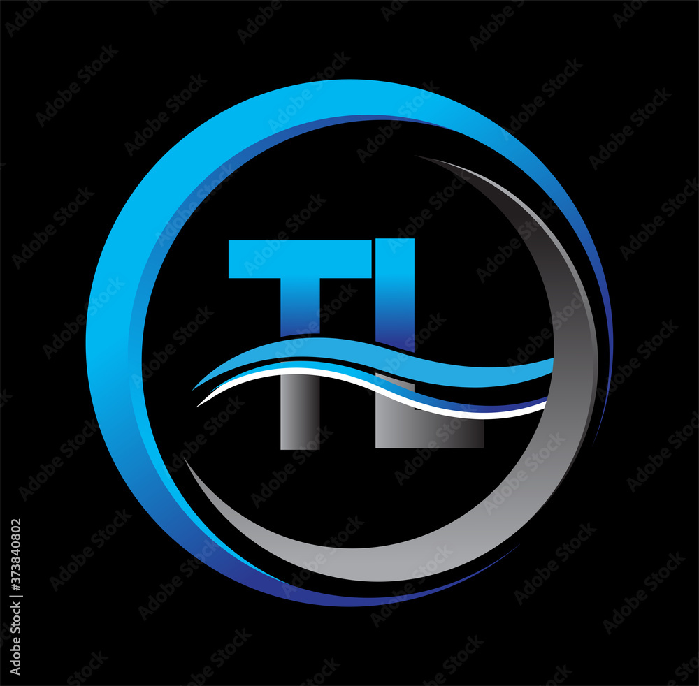 initial letter logo TL company name blue and grey color on circle and ...