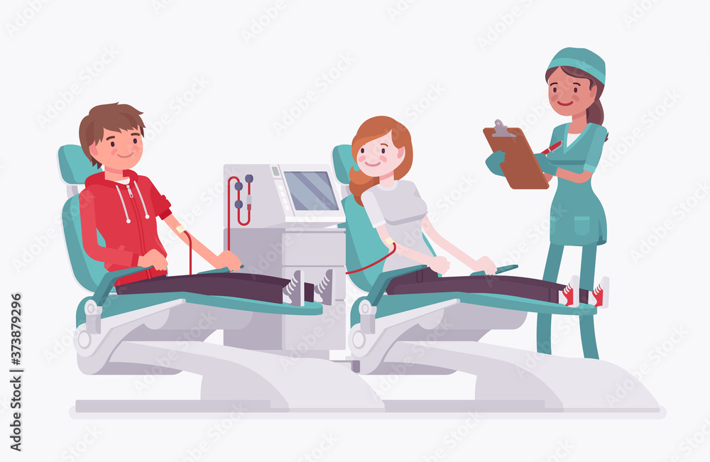 Blood donation, medical transfusion procedure in emergency situation ...