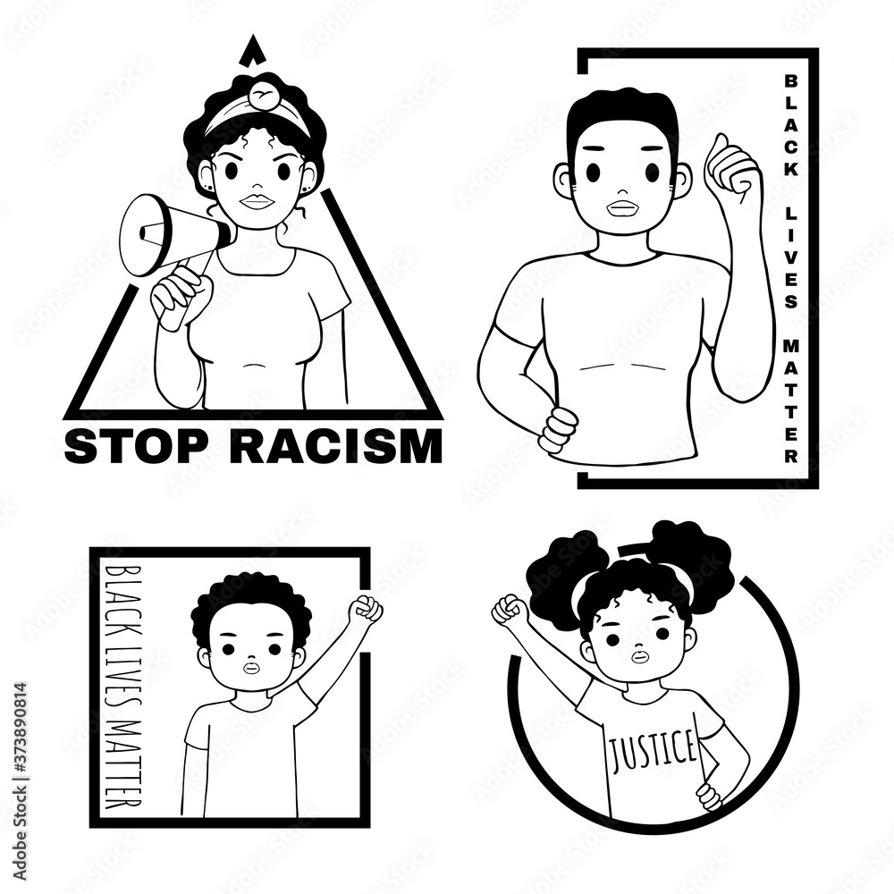 Family minimalism stamp logo design for black lives matter protest ...