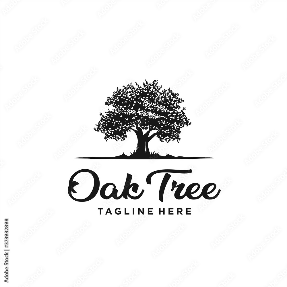 oak tree logo design template silhouette vector Stock Vector | Adobe Stock