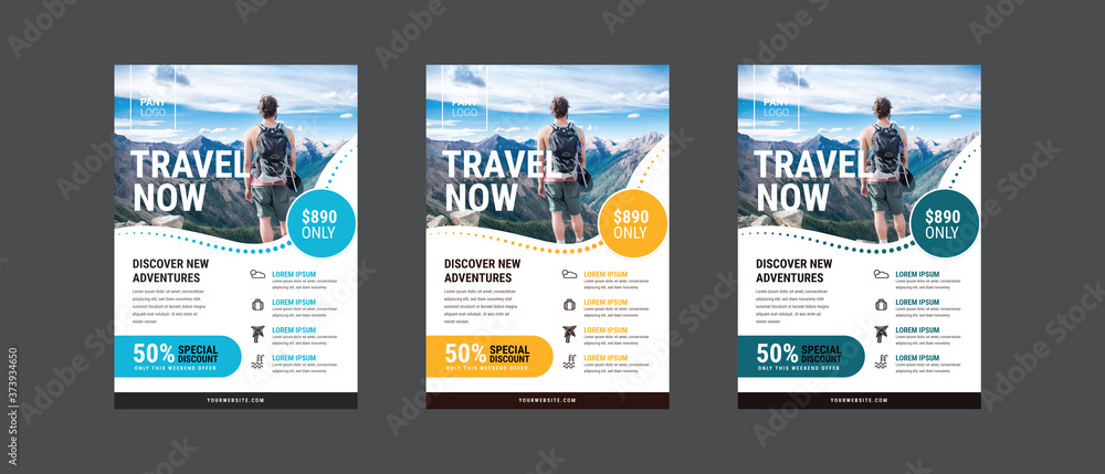 Travel poster or flyer pamphlet brochure design layout space for photo ...
