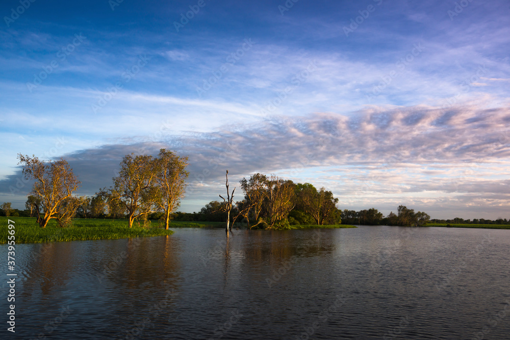 Flooded wetlands during the wet season, Kakadu National park, Northern ...