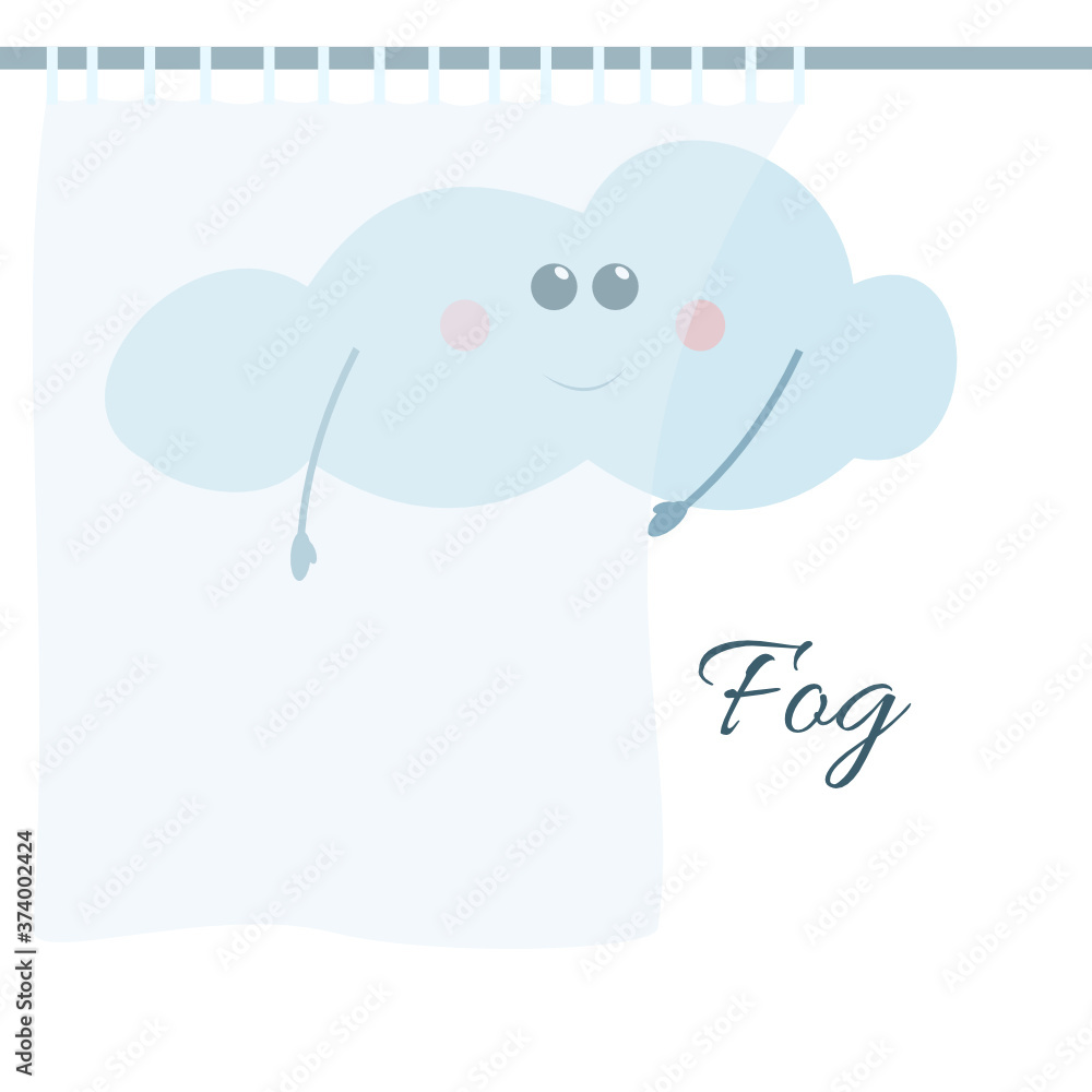 Cute cartoon weather icon of smiling anthropomorphic cloud hiding ...