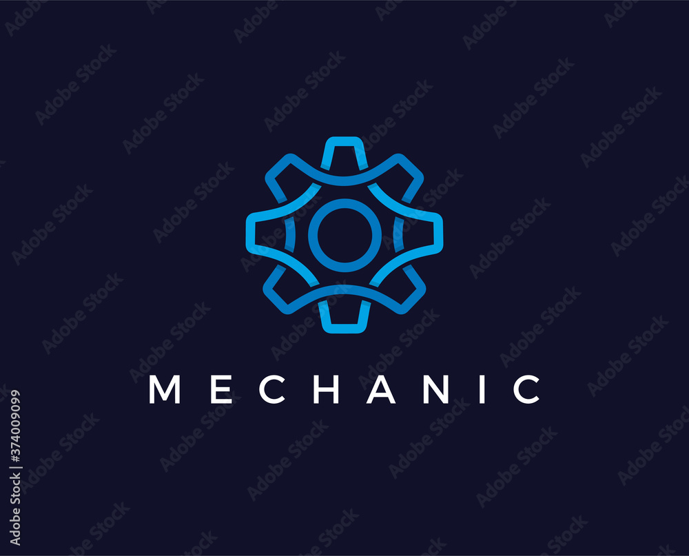 minimal gear logo template - vector illustration Stock Vector | Adobe Stock