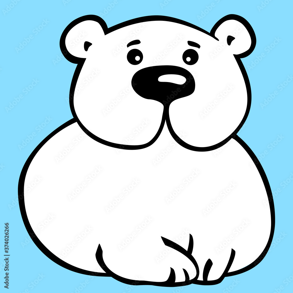 Polar Bear cute illustration, vector image in line style. Simple ...