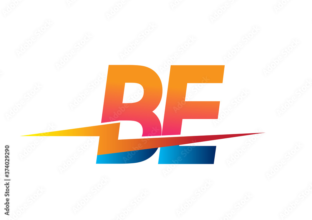 Letter BE logo with Lightning icon, letter combination Power Energy ...