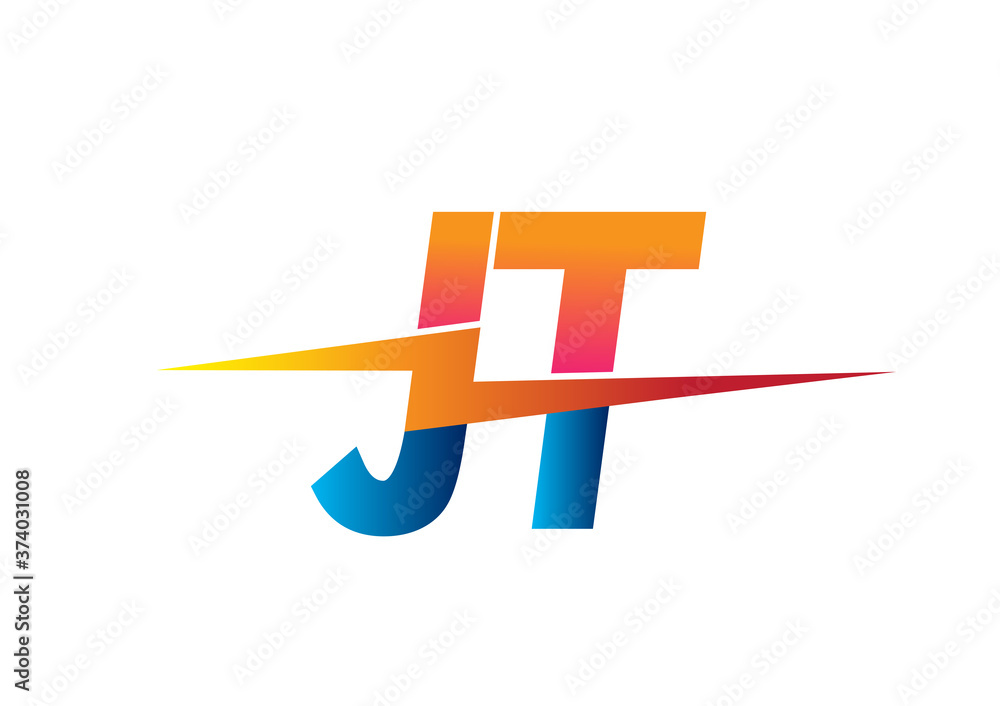 Letter JT logo with Lightning icon, letter combination Power Energy ...