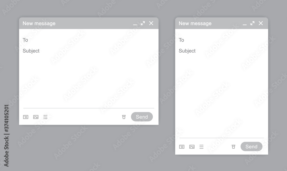 Blank window of E-mail window white template. Sample frame design Mail ...