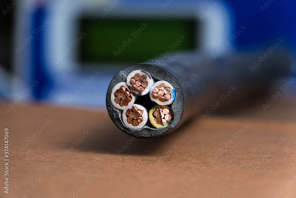 Cross section of high-voltage cable Stock Photo | Adobe Stock