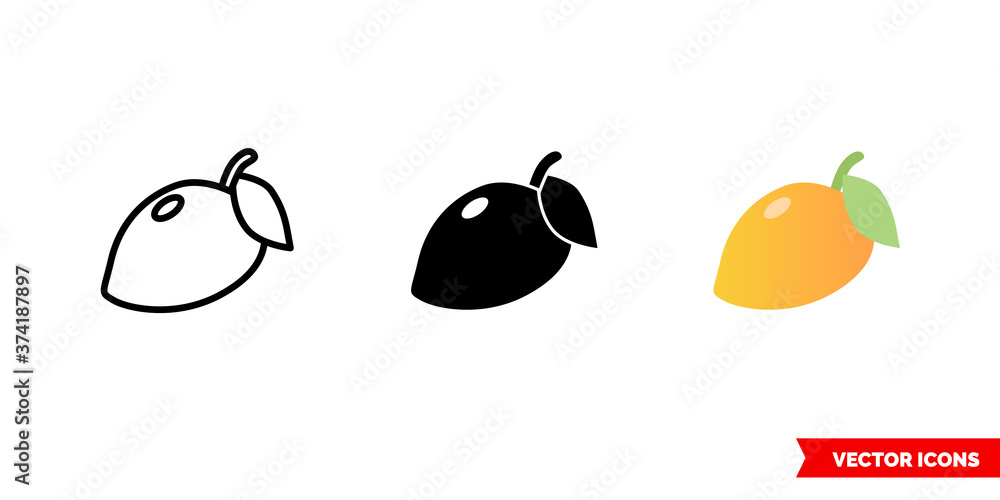 Vector de Stock Mango icon of 3 types color, black and white, outline ...