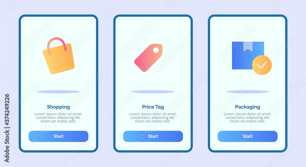 Shoping price tag packaging for mobile apps template banner page UI ...